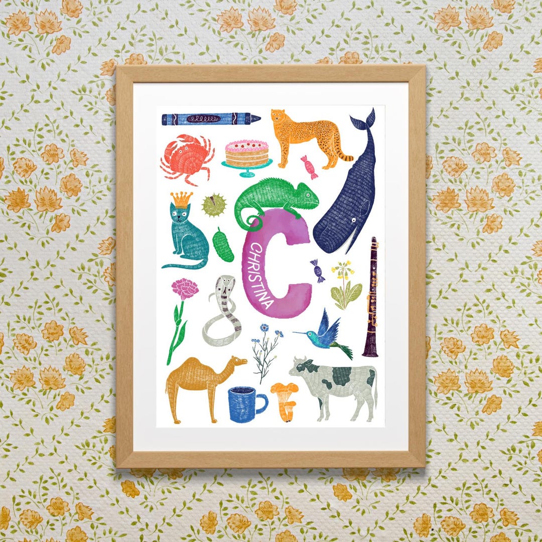 Personalized Letter C Poster, Nursery Wall Art, Kids Room Decor ...