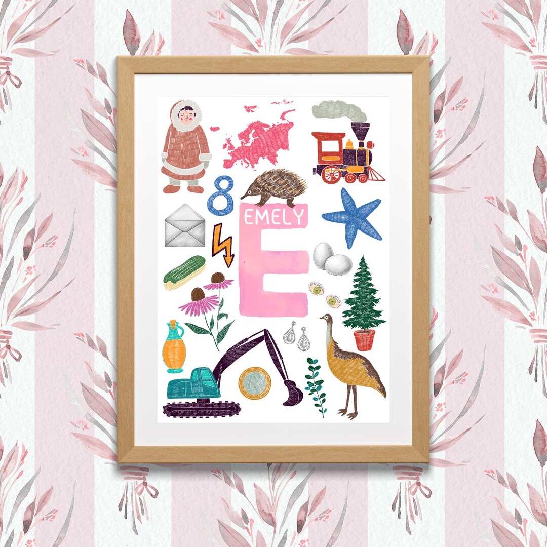 Póster personalizado con la letra E, arte mural para habitación ...