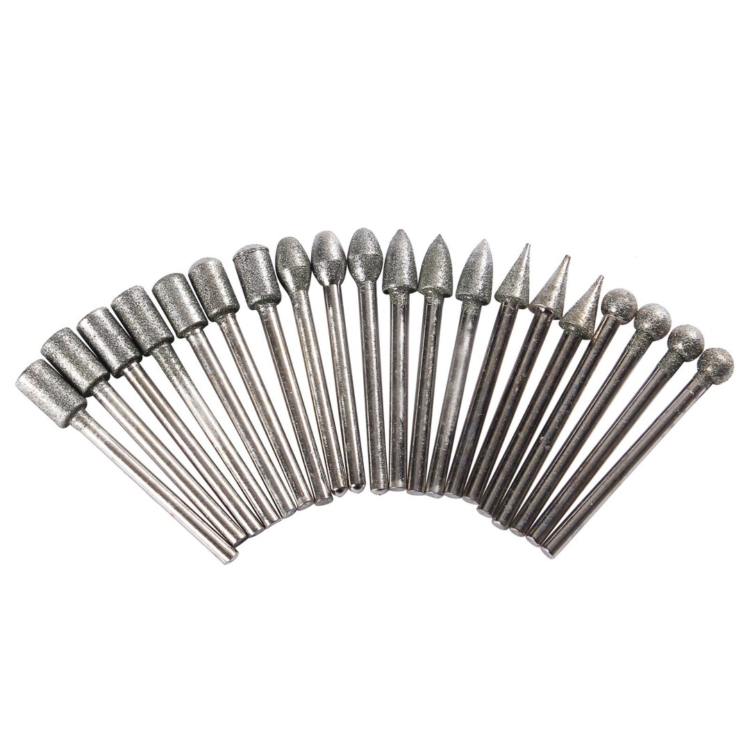 20 Pcs Mix Glass Engraving Bits Diamond Rotary Tool Bits 120 Grit Rock ...