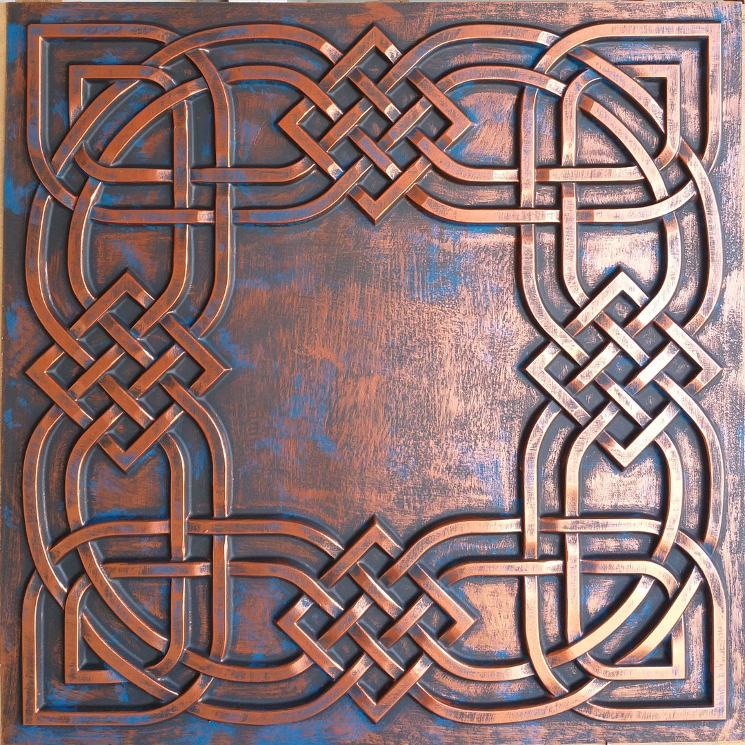Celtic Knots Faux Tin Ceiling Tile Decorative 2' X 2' Tiles for Glue up ...