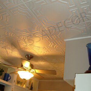 Styrofoam Ceiling Tiles to Cover Popcorn Ceiling. Easy DIY Installation ...