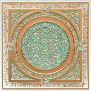 Leafy Rondel Design - 2'x2' Faux Tin Ceiling Tiles/ Wall Panels. MDL ...