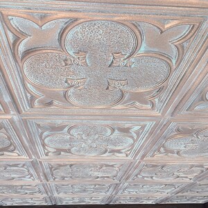 Gothic Decorative Faux Tin PVC Ceiling Tiles in Weathered Copper Finish ...