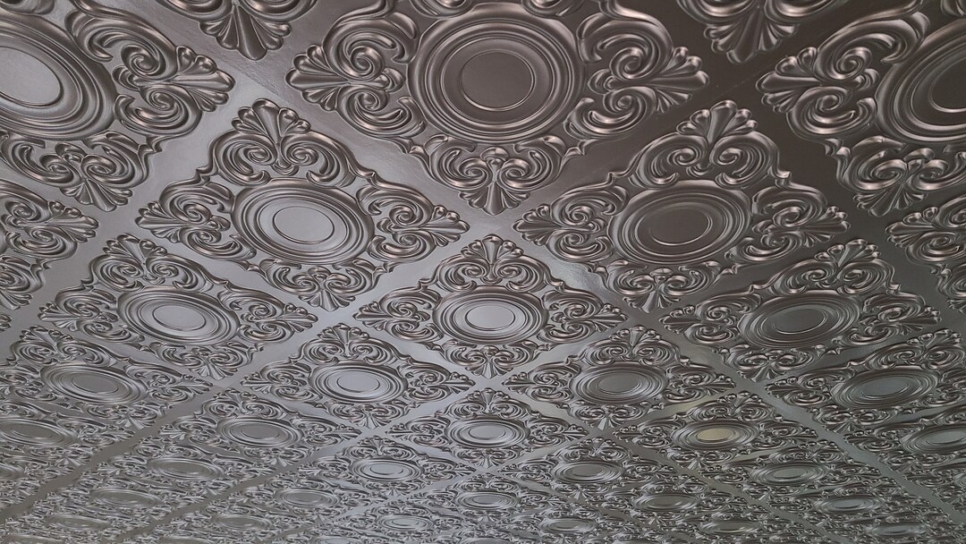 Faux Tin Decorative Ceiling Tiles in Dark Bronze. Glue Up/drop in ...