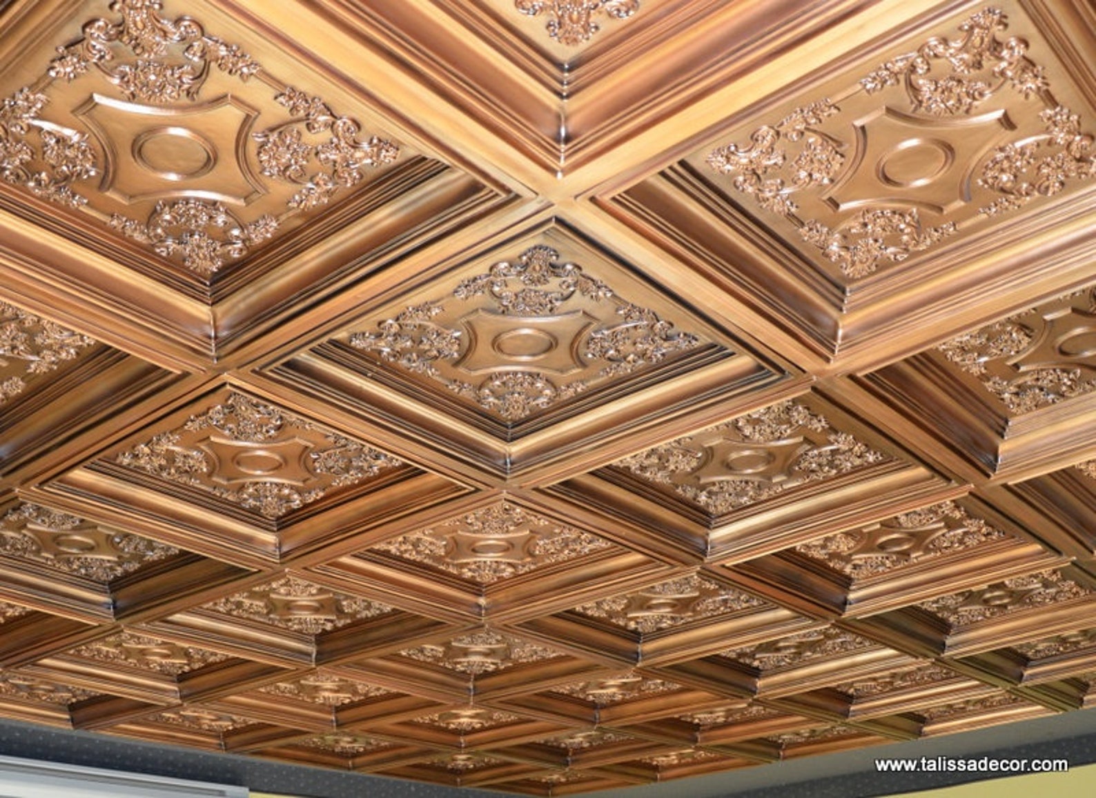 Coffered Faux Tin Decorative Ceiling Tiles TD03 Aged Copper - Etsy