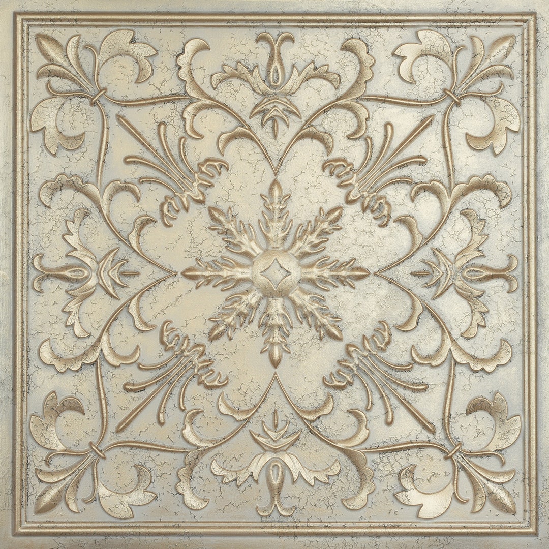 Frosted Forest 3D Embossed Tin Look 2' X 2' Ceiling Tile for Glue up or ...