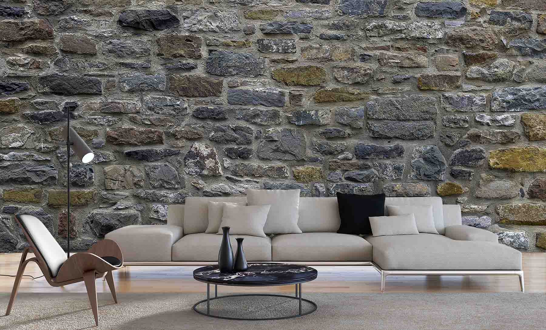 Stone Wall Photo Mural 3D Effect Wall Art Print Removable - Etsy