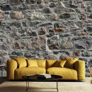 Field Stone Wall - Photo Mural 3D Effect Wall Art Print Removable Wall ...