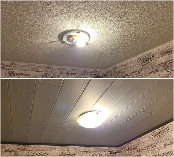 Light Grey Wood Imitation Styrofoam Ceiling Planks to Cover - Etsy