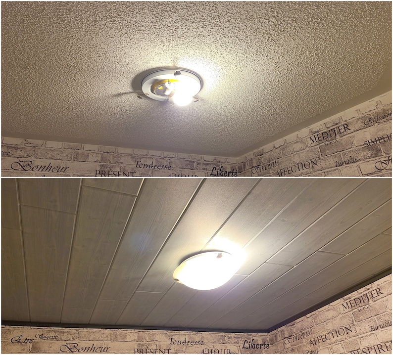 Light Grey Wood Imitation Styrofoam Ceiling Planks to Cover Popcorn ...