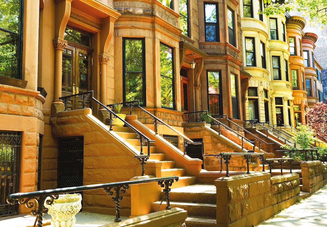 Famous Brownstone Row Houses in Brooklyn, New York - Photo Mural 3D ...