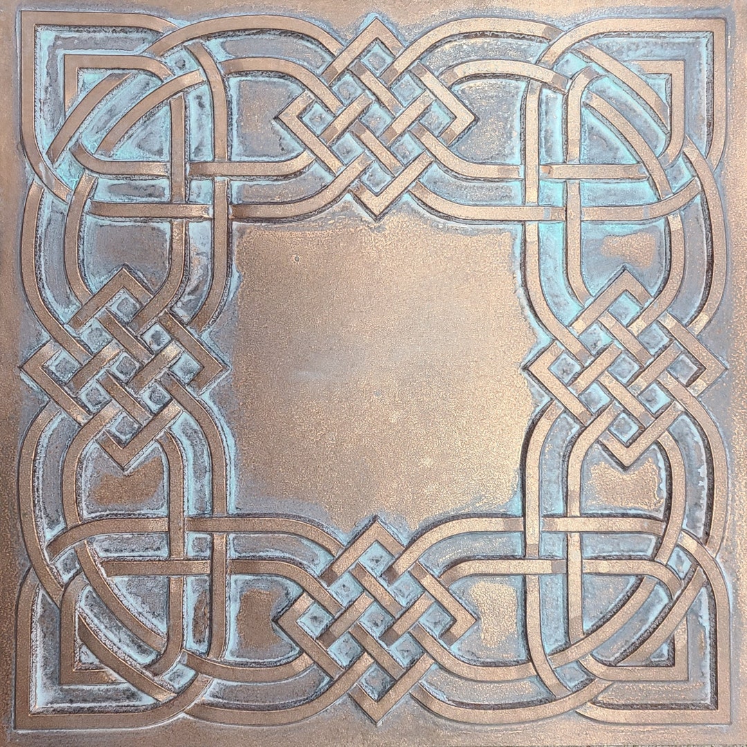 Celtic Decorative Faux Tin PVC Ceiling Tiles in Weathered Copper. Drop ...