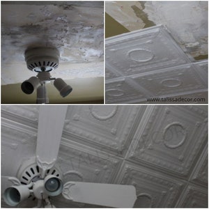 Styrofoam Ceiling Tiles Popcorn Ceiling Tiles. Easy DIY Glue up ...