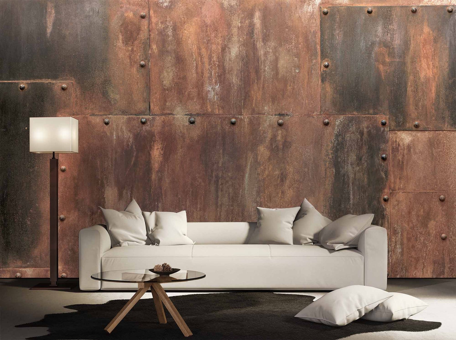 Riveted Metal Sheets - Photo Mural 3D Effect Wall Art Print Removable ...