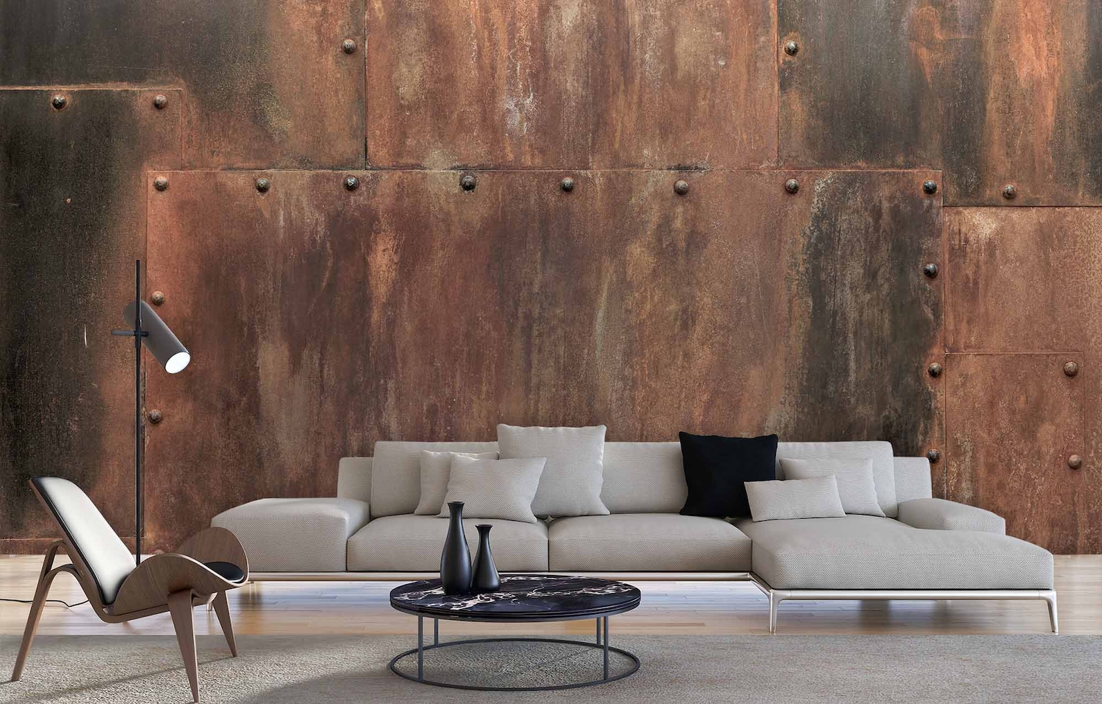 Riveted Metal Sheets - Photo Mural 3D Effect Wall Art Print Removable ...