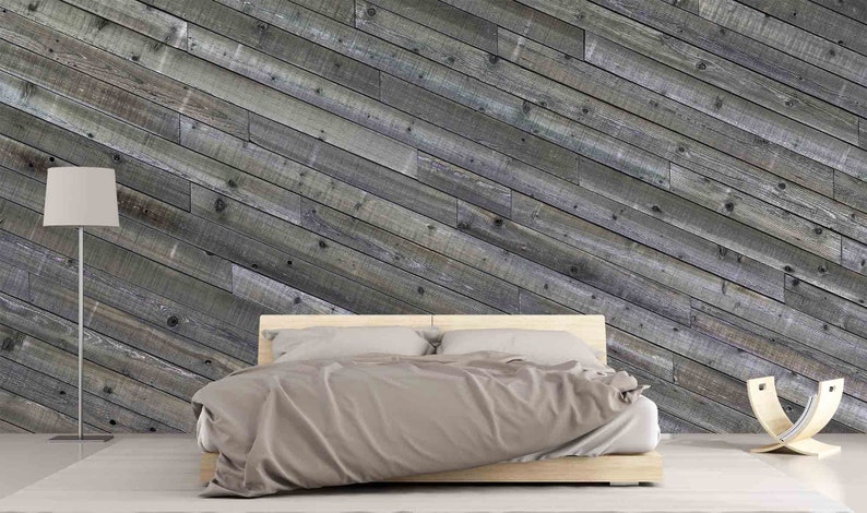 Diagonal Planks - Photo Mural 3D Effect Wall Art Print Removable Wall ...
