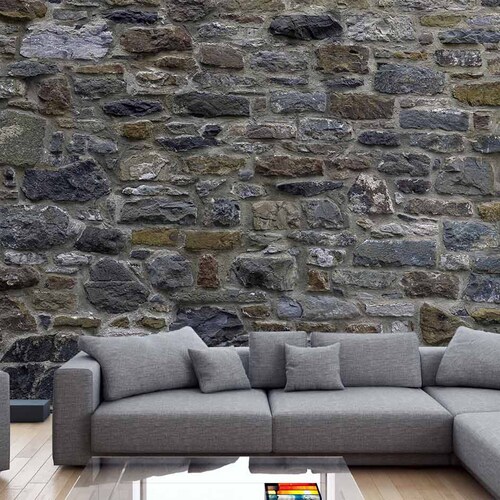 Stone Wall Photo Mural 3D Effect Wall Art Print Removable - Etsy