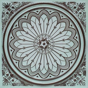 Floral Rondel Design - 2'x2' Faux Tin Ceiling Tiles, 3D Wall Panel #238 ...