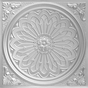 Floral Rondel Design - 2'x2' Faux Tin Ceiling Tiles, 3D Wall Panel #238 ...