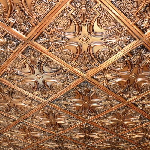 Decorative Faux Tin Ceiling Tiles in Weathered Copper for - Etsy