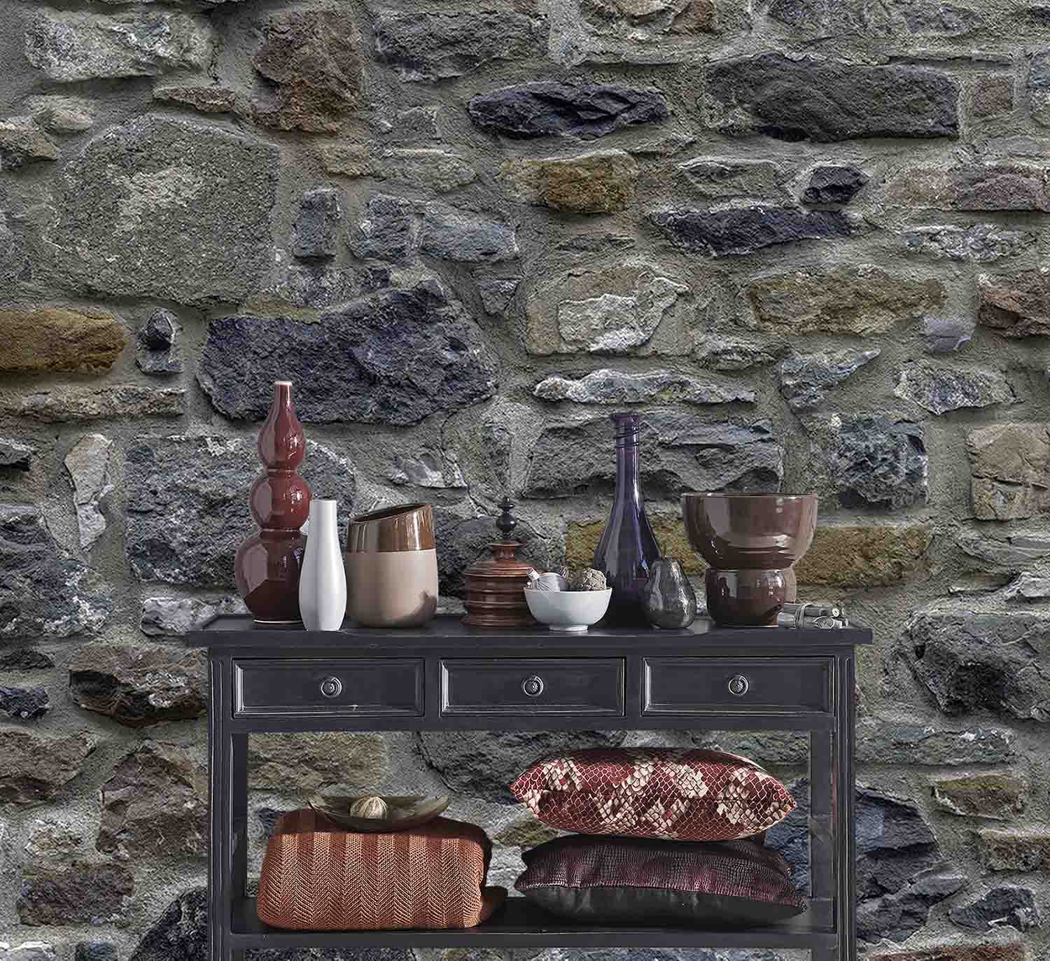 Stone Wall Photo Mural 3D Effect Wall Art Print Removable - Etsy