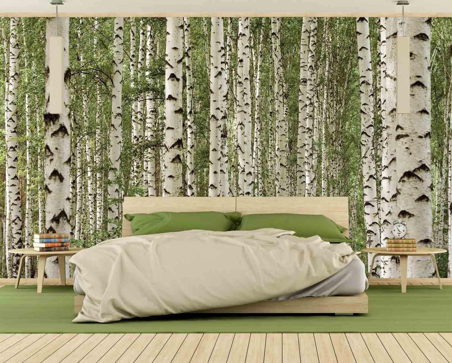 Removable Wallpaper - Birch Tree Forest - Photo Mural 3D Effect Wall ...