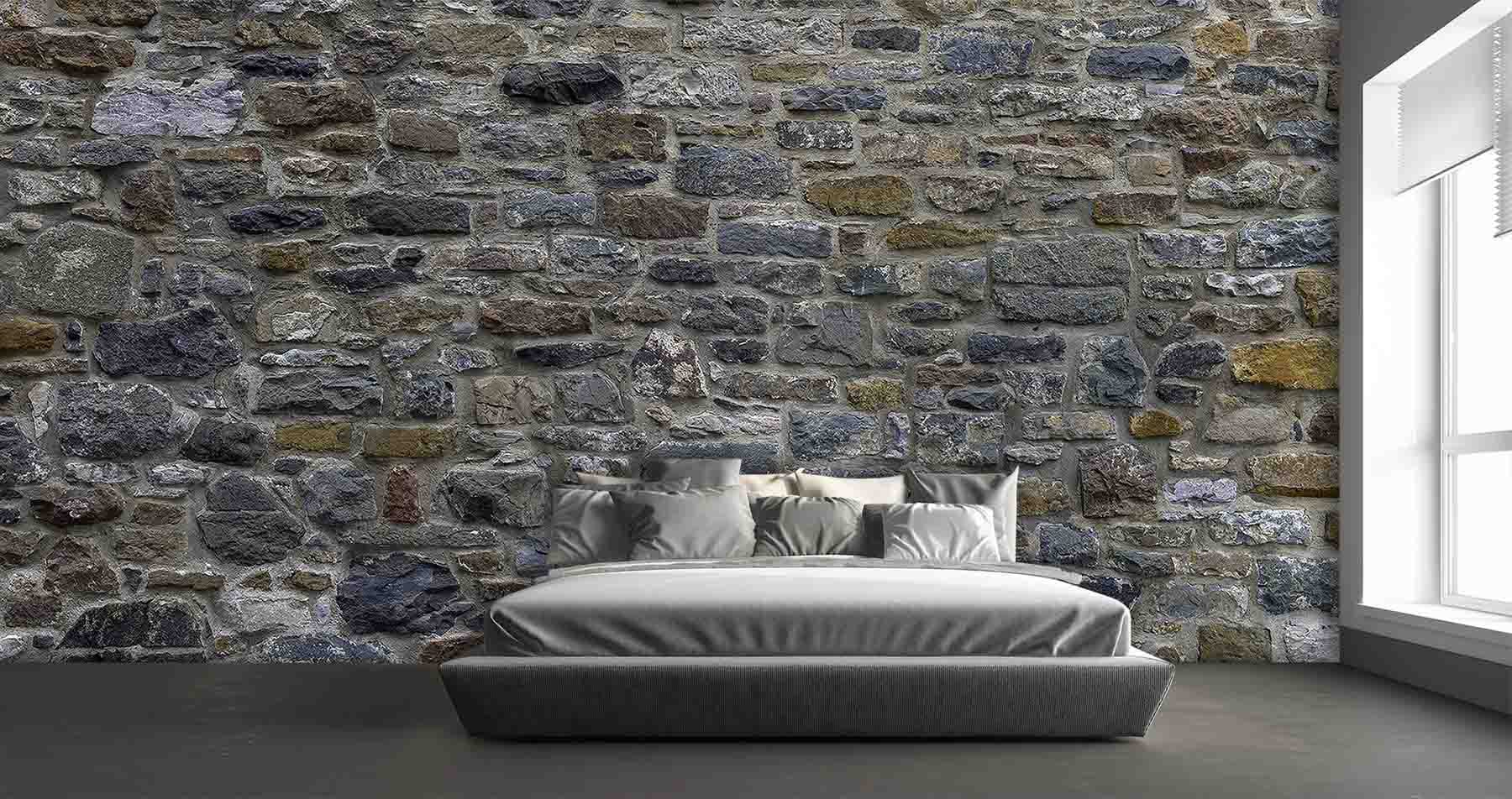 Stone Wall Photo Mural 3D Effect Wall Art Print Removable - Etsy