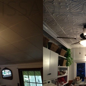 Styrofoam Ceiling Tiles - Cover Popcorn Ceiling. Easy DIY Installation ...