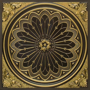 Floral Rondel Design - 2'x2' Faux Tin Ceiling Tiles, 3D Wall Panel #238 ...