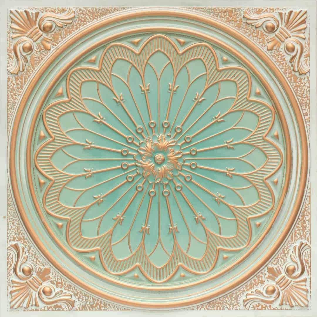 Floral Rondel Design - 2'x2' Faux Tin Ceiling/wall Tiles, Model #238 ...