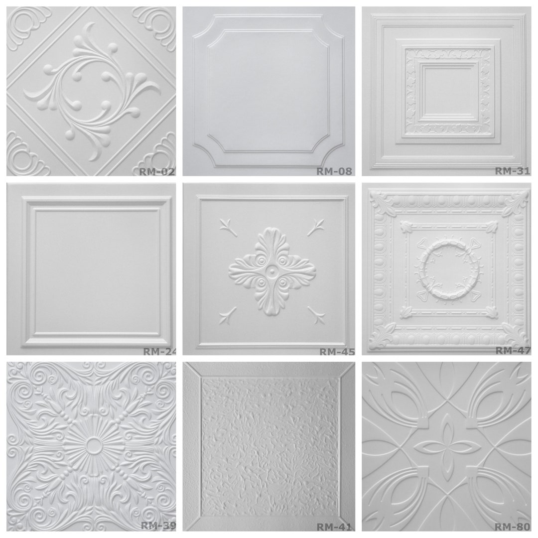 Sample of Styrofoam Ceiling Tile - Cover Popcorn Ceiling. Easy DIY ...