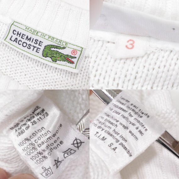 Lacoste Vintage 90S Logo White Knit France - Gem