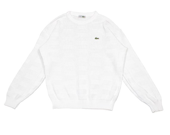 Lacoste Vintage 90S Logo White Knit France - Gem