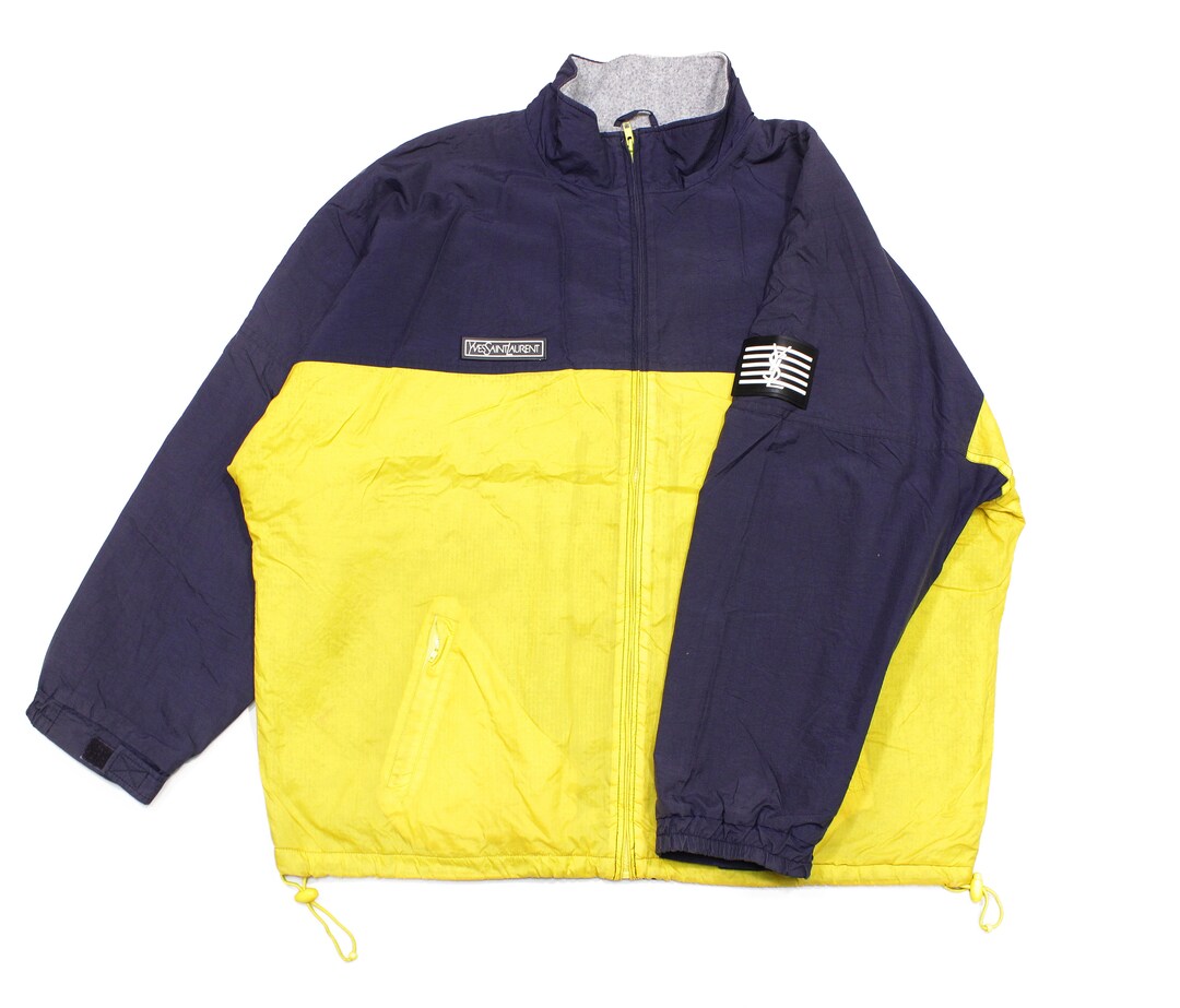 Yves Saint Laurent 90S YSL Flag Logo Nylon Jacket Vintage - Etsy