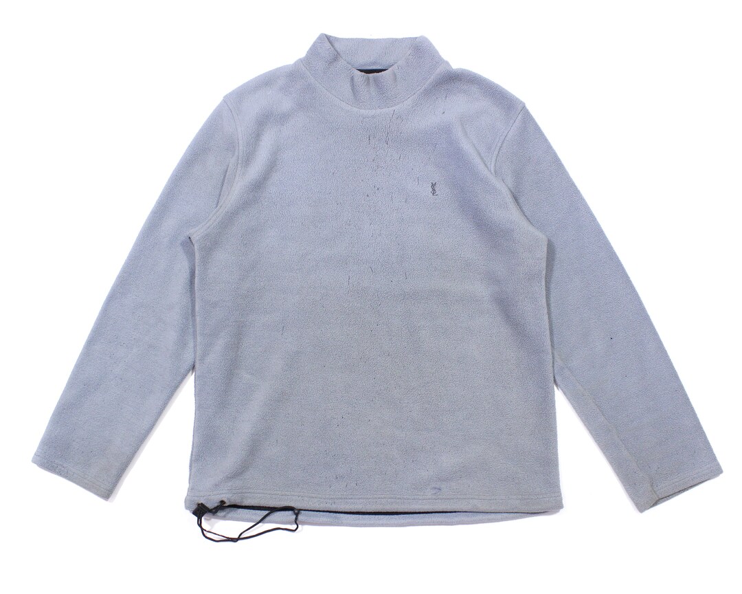 Yves Saint Laurent 90S YSL Logo Distressed Fleece Jacket Vintage - Etsy