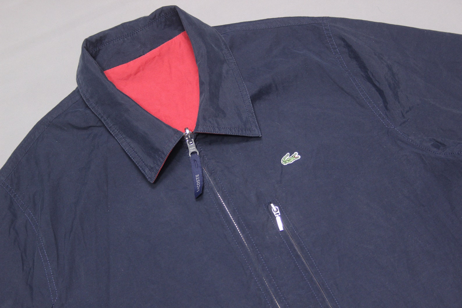 Lacoste Vintage Red-navy Reversible Harrington Jacket - Etsy
