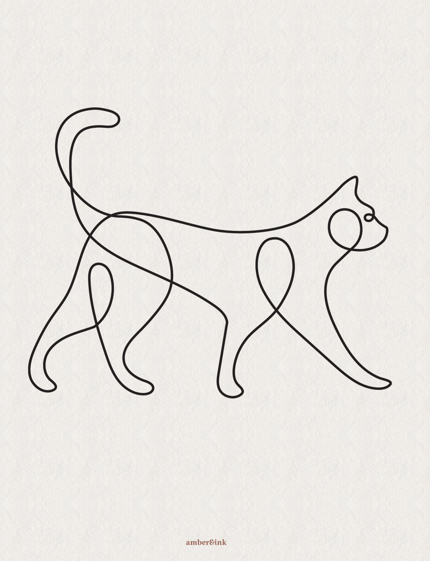 Minimalist Cat Illustrations - Four Elegant One-line Cats - Cat Art ...