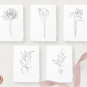 Fine Art Minimalist Botanical Line Art No.2 - Elegant Clipart Flowers ...