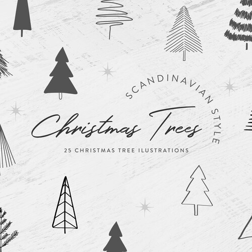 Scandinavian Christmas Tree Clip Art Christmas Illustrations - Etsy