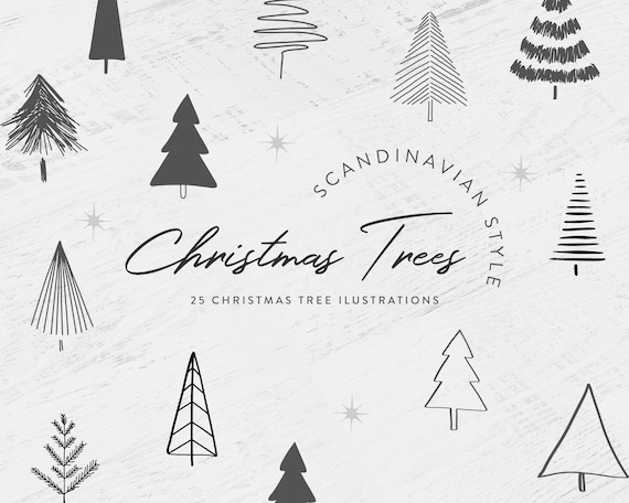 Scandinavian Christmas Tree Clip Art Christmas Illustrations - Etsy
