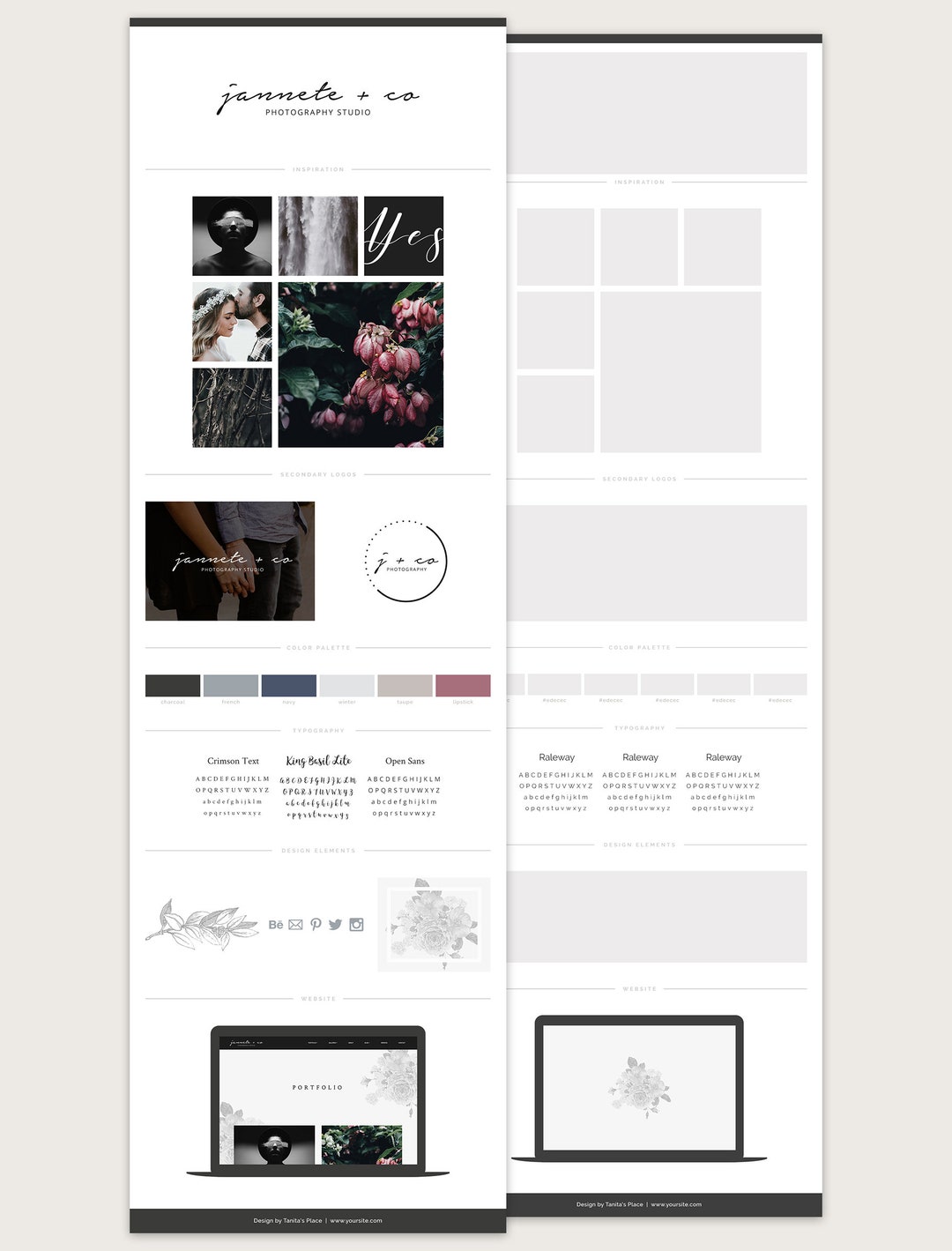 Brand Board Template, Moodboard, Mood Board Template for Web Designers ...