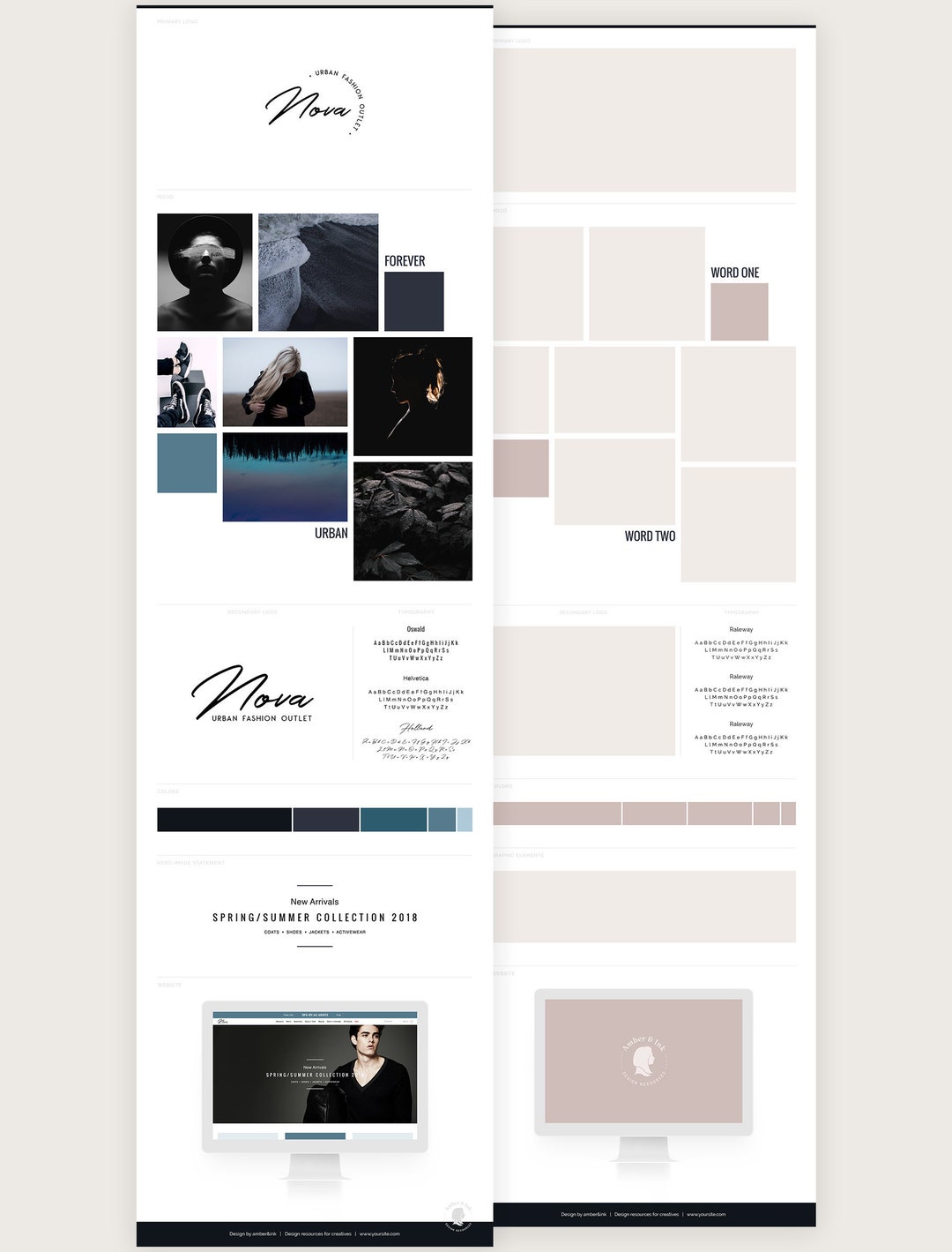 Modern Brand Board Template, Branding Board Template for Designers ...