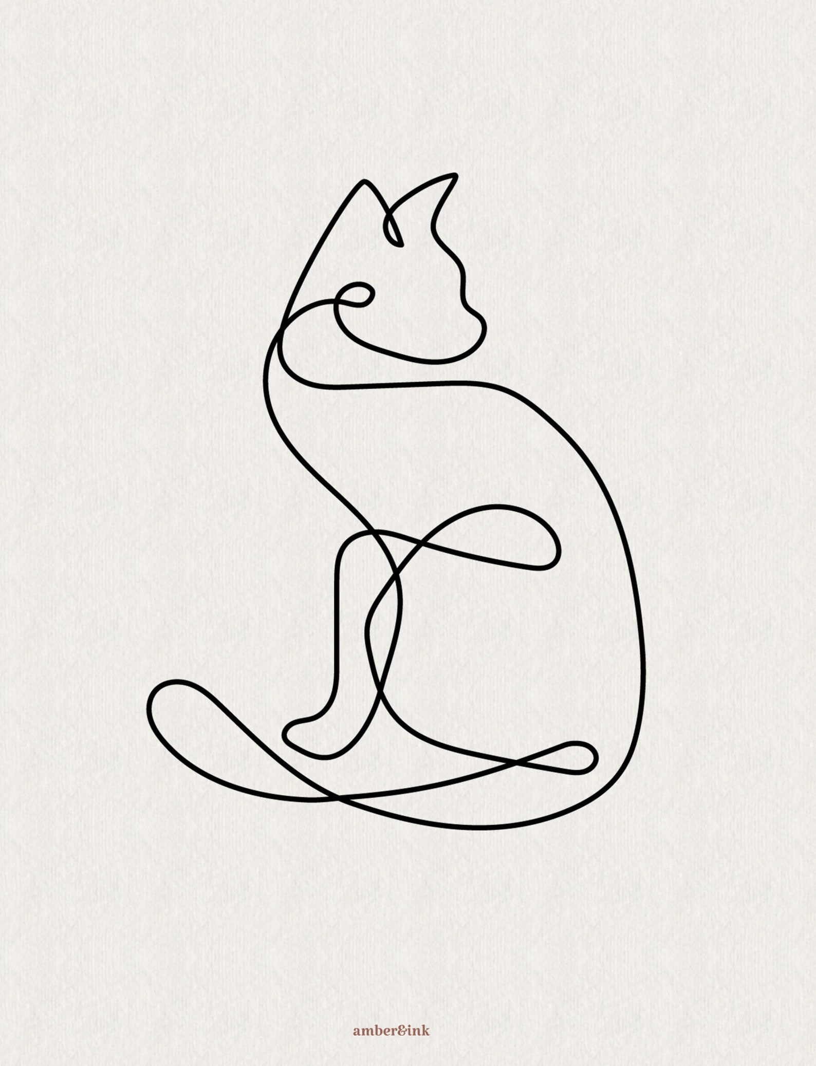 Minimalist Cat Illustrations - Four Elegant One-line Cats - Cat Art ...