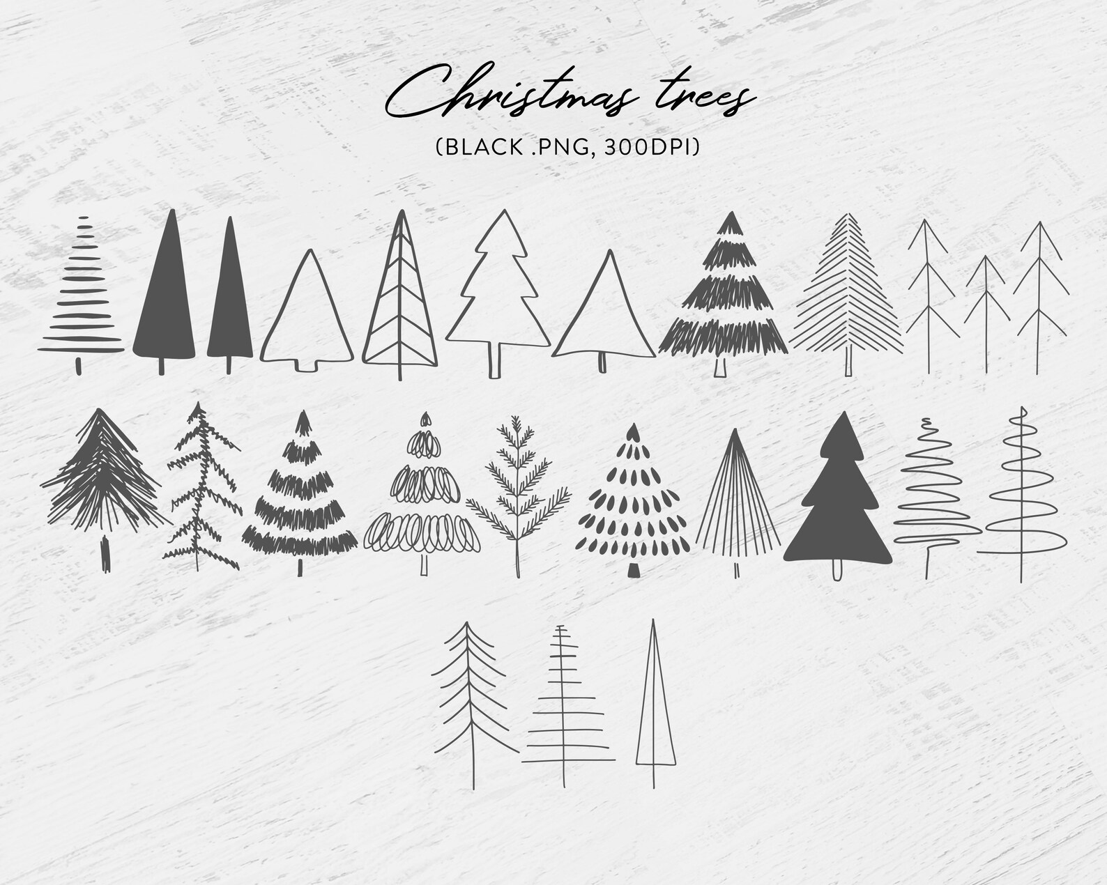 Scandinavian Christmas Tree Clip Art- Christmas Illustrations - Winter ...