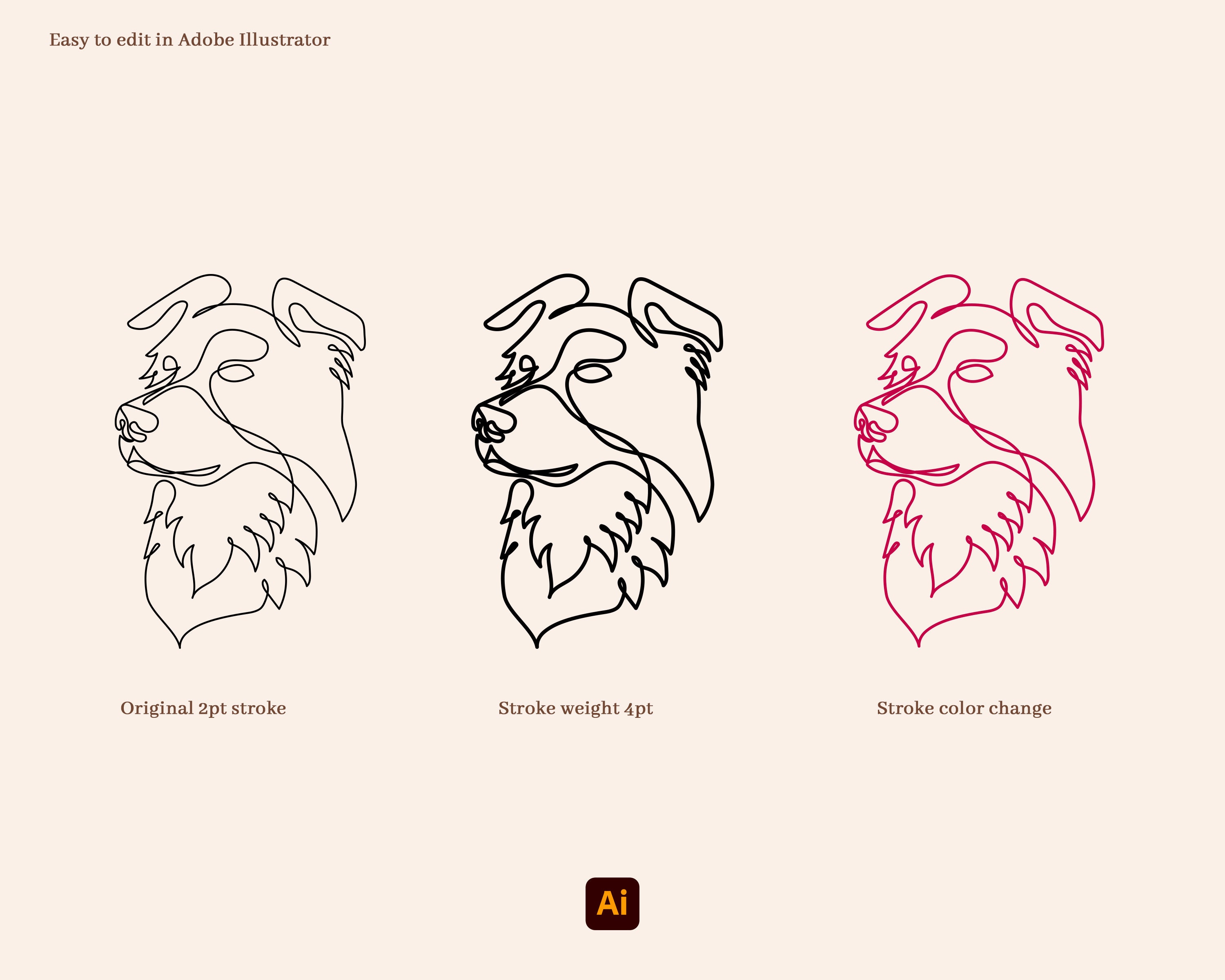 Border Collie One-line Illustration - Vector and Raster Image Included ...