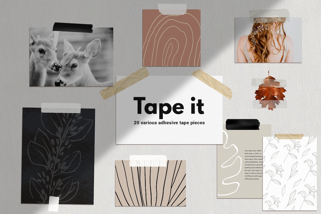 20 Adhesive Tape Pieces for Digital Designs Realistic Tape Clipart Duct ...