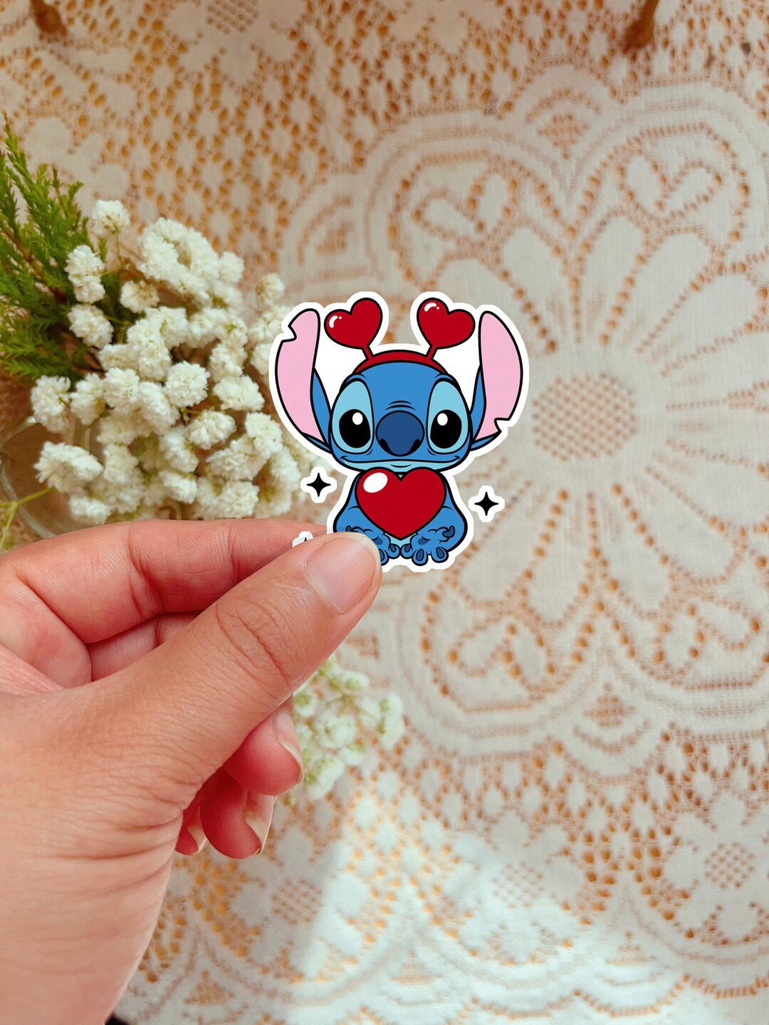 Valentine With Love Stitch Sticker, Valentine Stitch Cute Sticker - Etsy