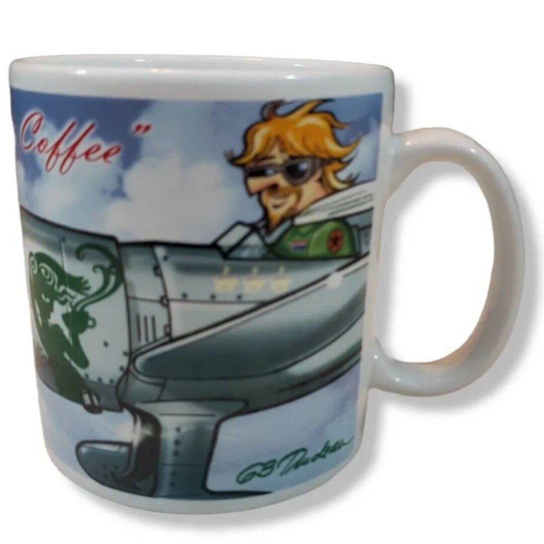 Vintage Starbucks Mug 1999 Garry Trudeau Pilot Airplane "clouds in His ...