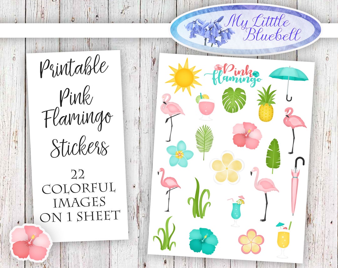 PRINTABLE PINK FLAMINGO Stickers - 22 Images Included on 1 Jpeg & 1 Pdf ...