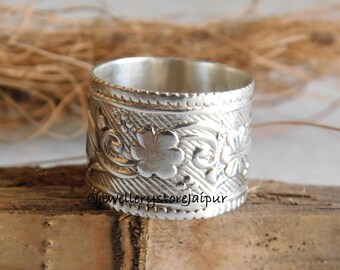 Wide Filigree Silver Ring - Etsy